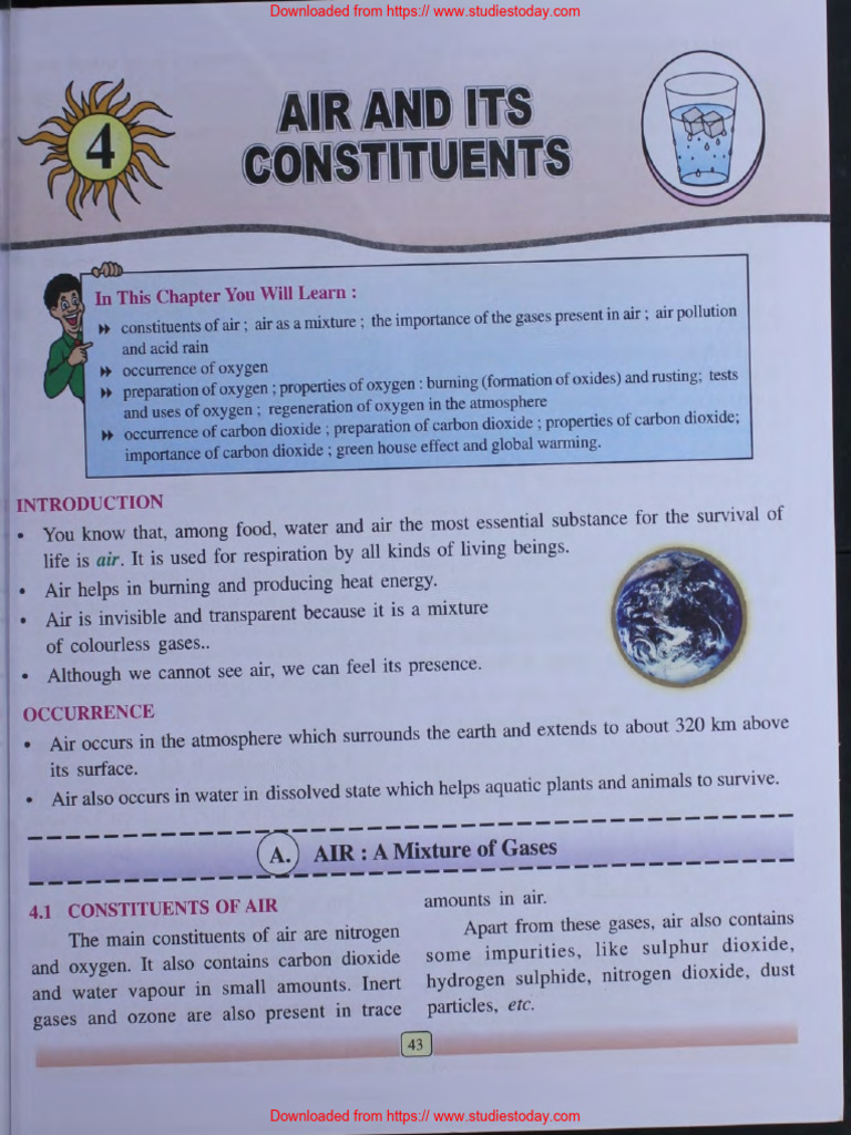 ICSE Class 7 Chemistry Chapter 4 Air and Its Constituents | PDF