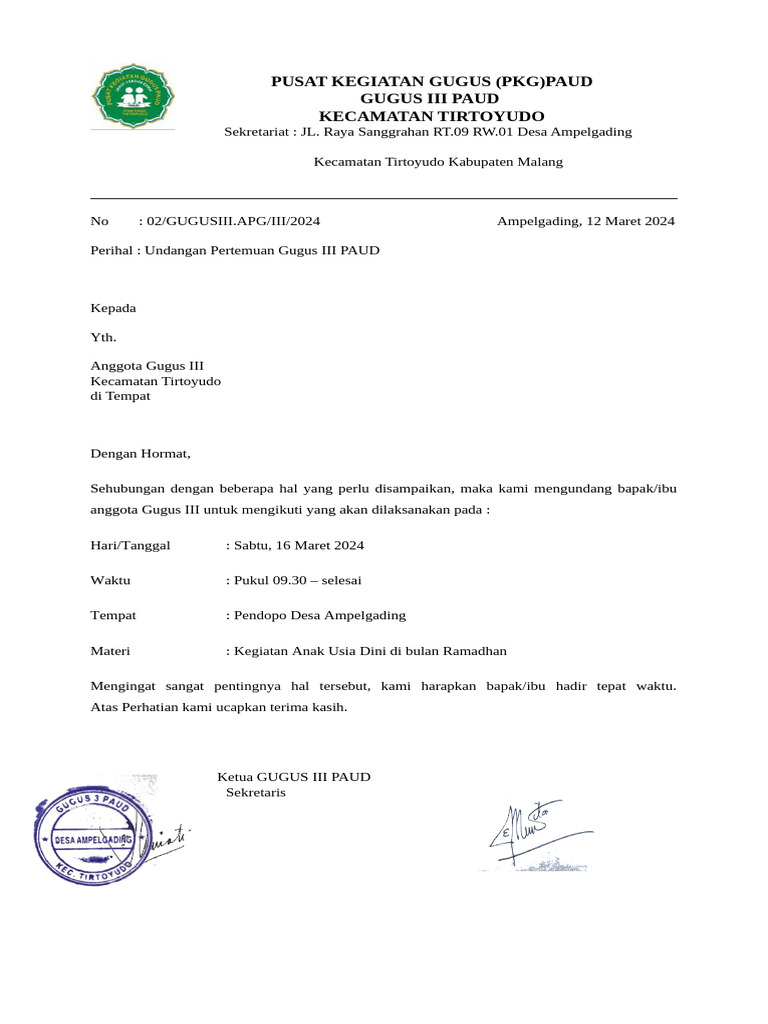 UNDANGAN GUGUS | PDF