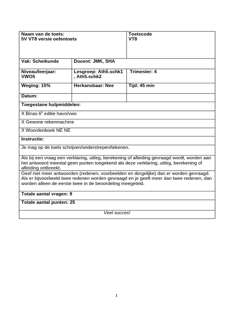 5V-oefentoets-H7 scheikunde | PDF