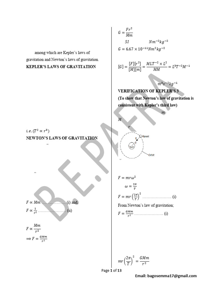 GRAVITATION | PDF | Orbit | Potential Energy