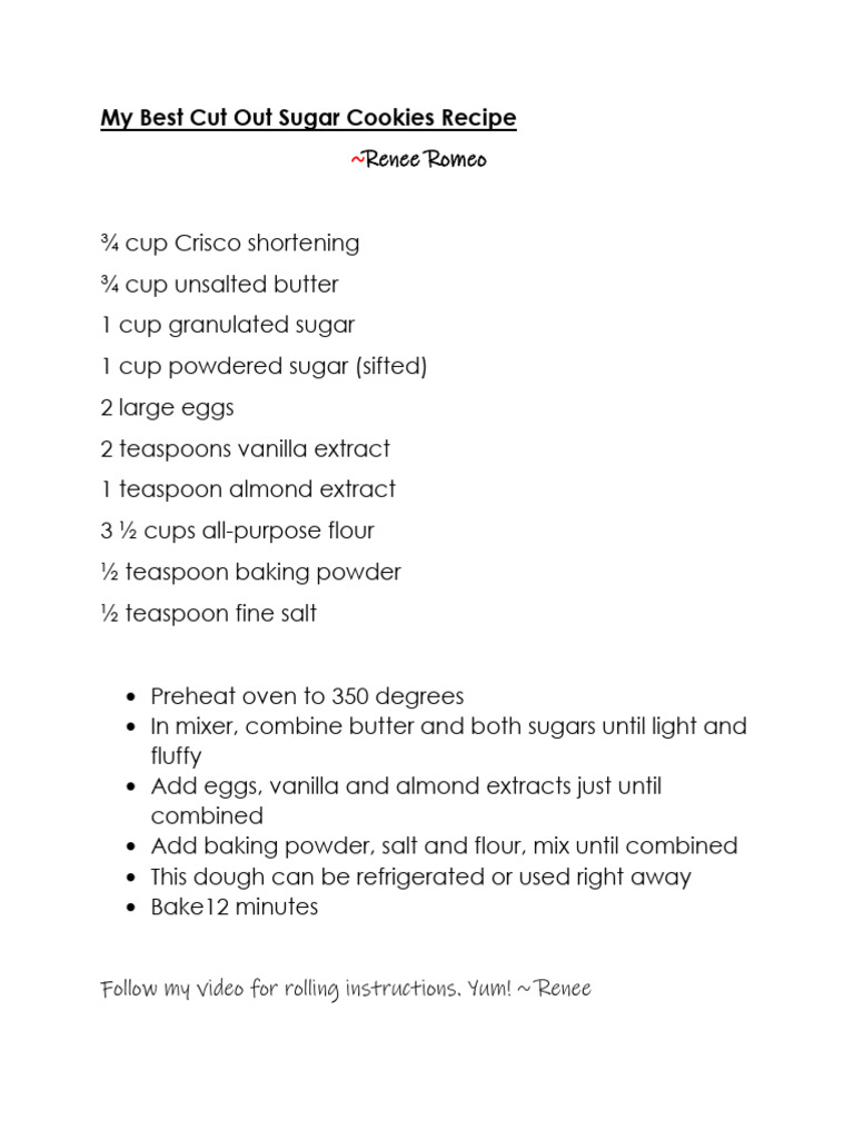 My Best Cut Out Sugar Cookies Recipe | PDF My Best Cut Out Sugar Cookies Recipe | PDF