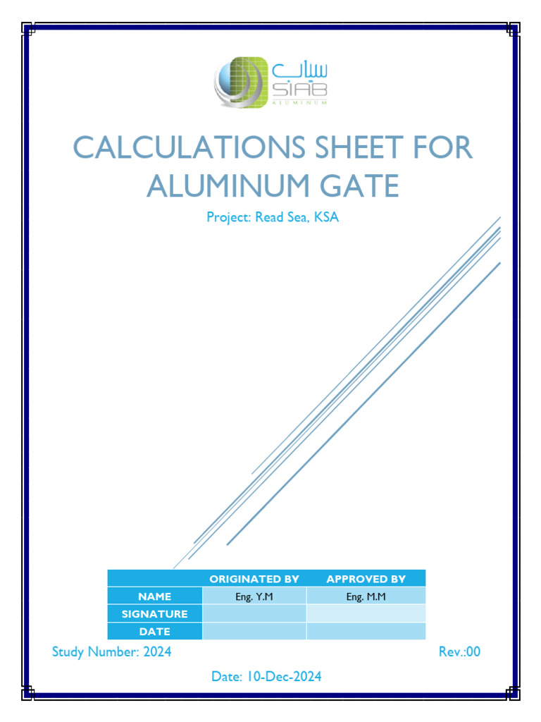 AMAALA ALU. GATE-Calc - Rev.00 | PDF | Structural Steel | Steel