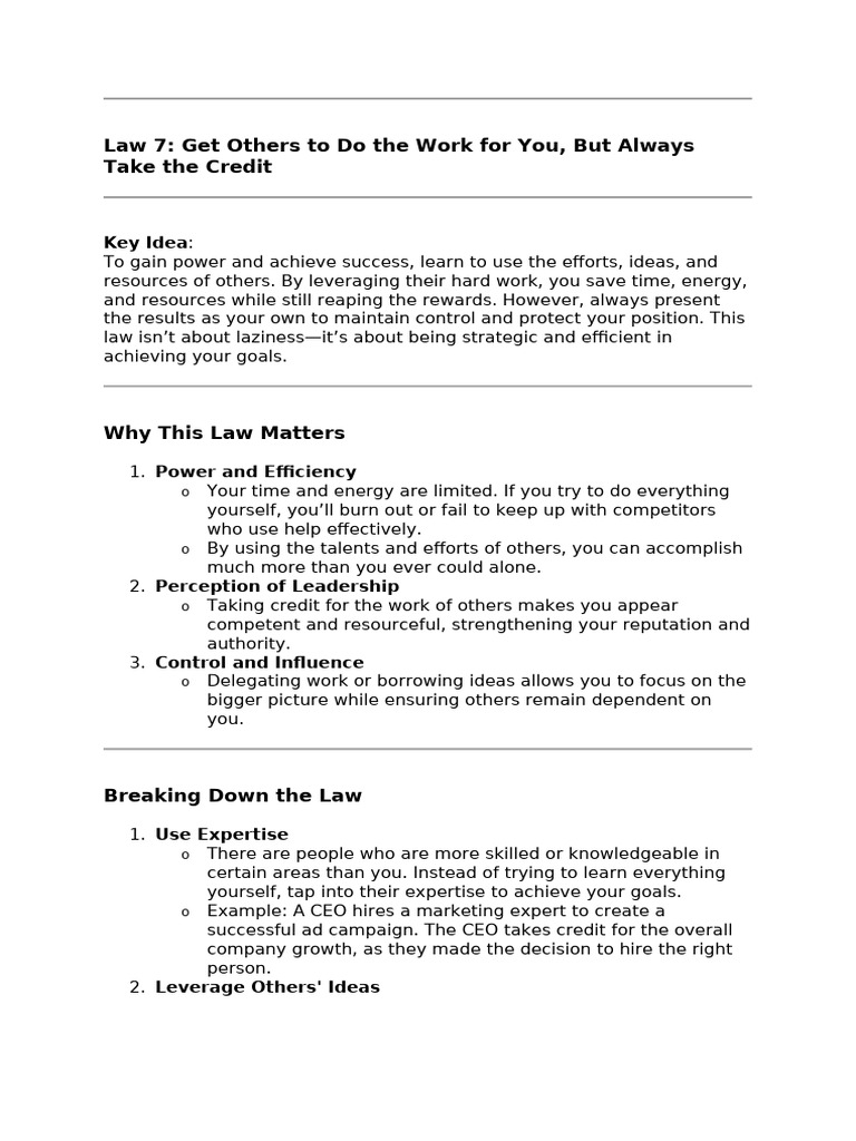 T Others To Do The Work For You, But Always Take The Credit | PDF ...