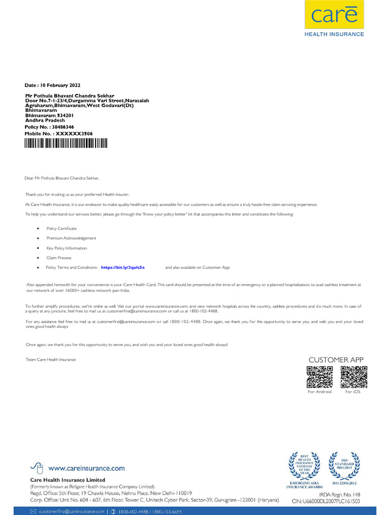 Policy Certificate 38486346 | PDF | Insurance | Social Programs