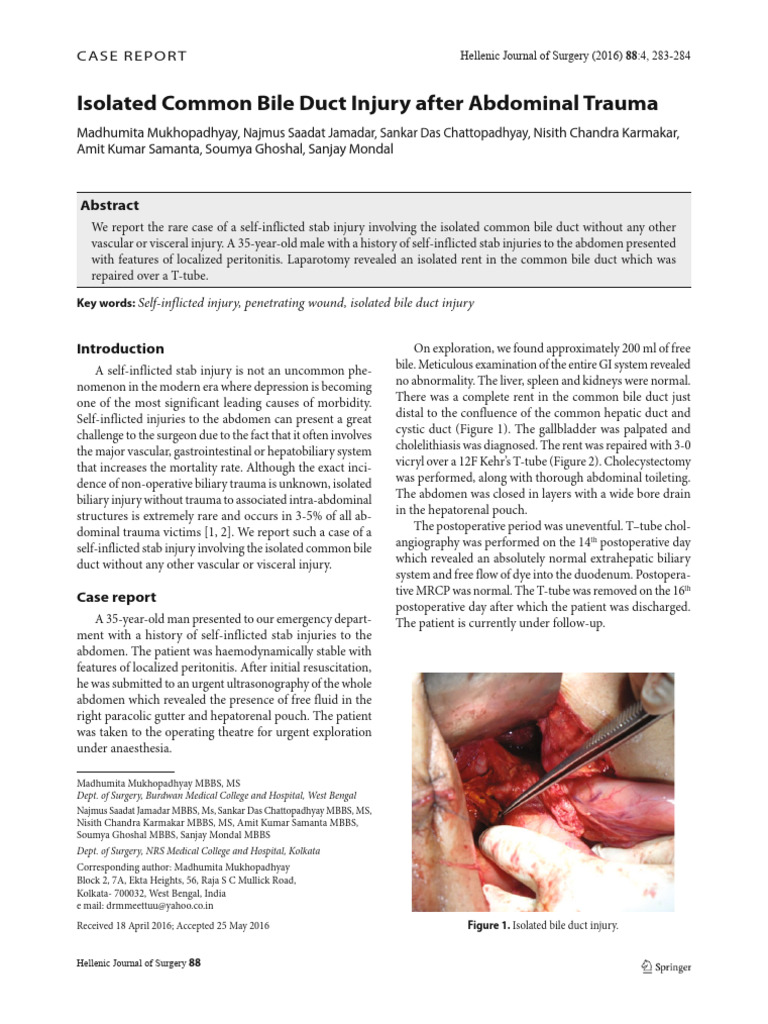 mukhopadhyay2016- Isolated Common Bile Duct Injury after Abdominal ...
