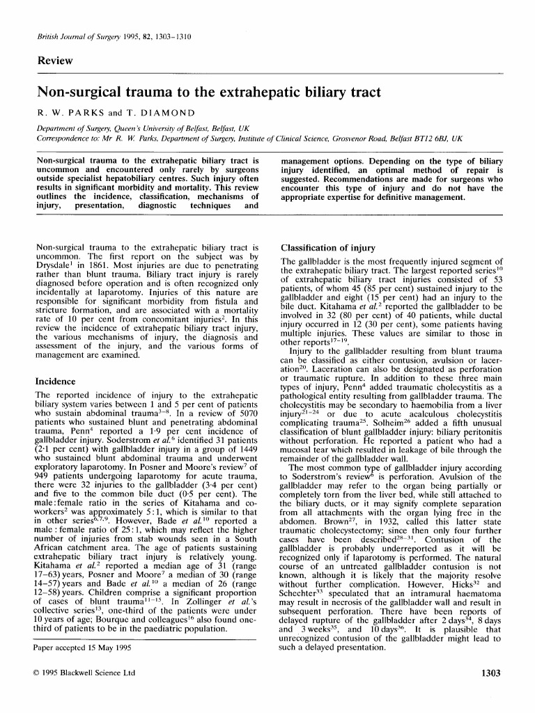 Parks1995 - Non-Surgical Trauma To The Extrahepatic Biliary Tract | PDF ...