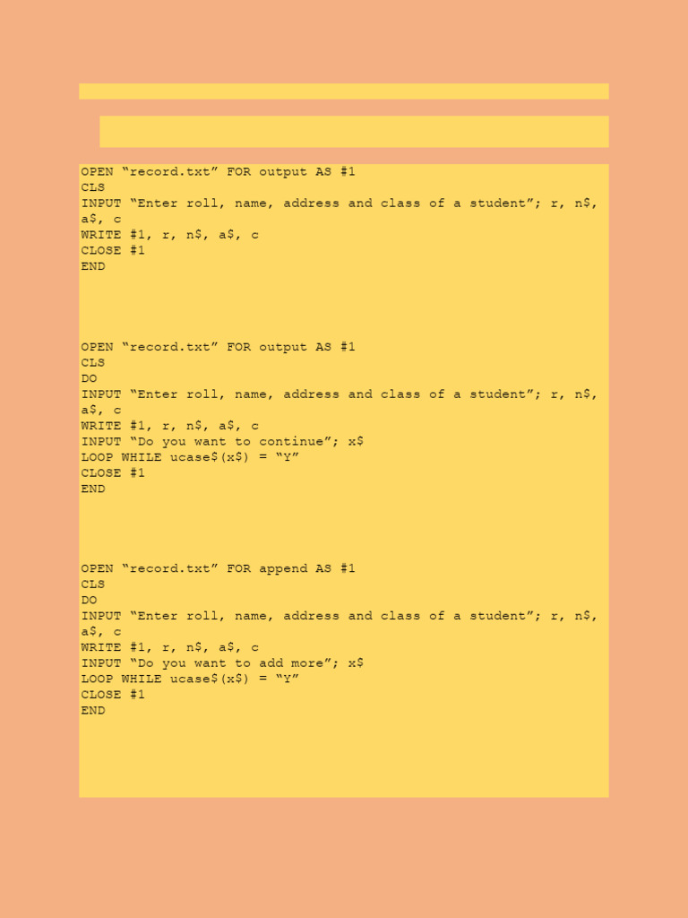 Important SEE QBASIC File Handling Solutions | PDF | Text File | Computing Important SEE QBASIC File Handling Solutions | PDF | Text File | Computing