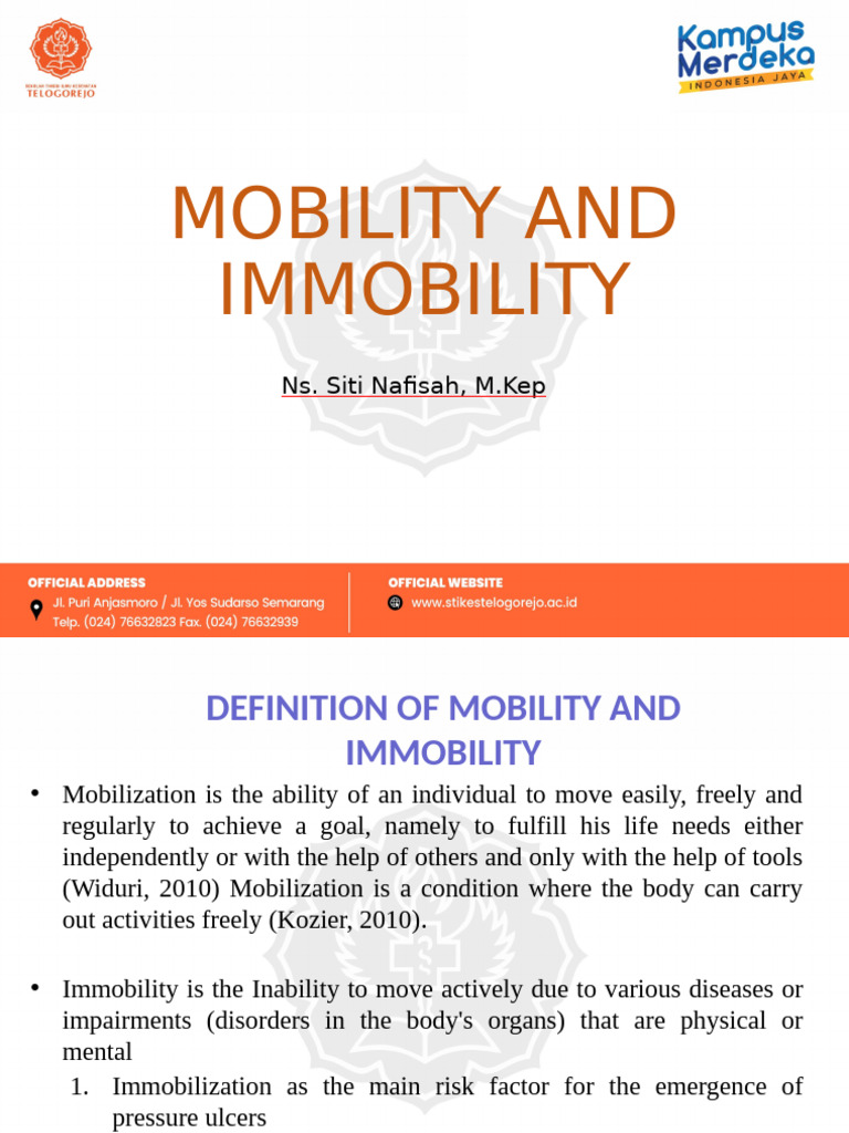 MOBILITY AND IMOBILITY | PDF | Human Musculoskeletal System | Clinical ...