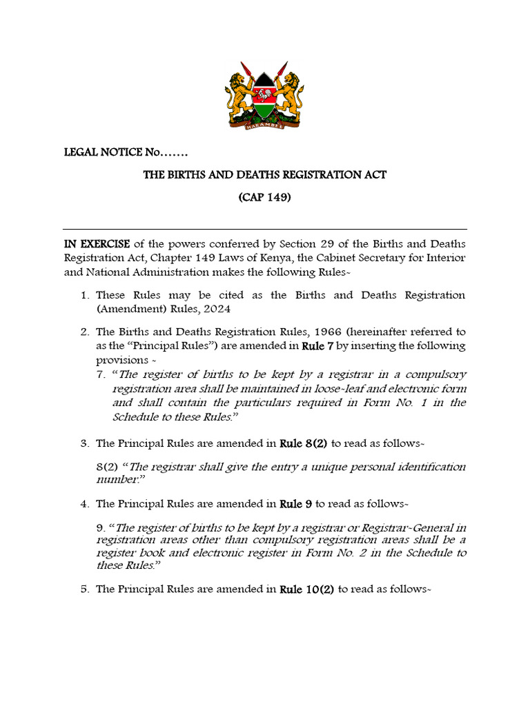 Births and Deaths Registration Rules 2024 | PDF | Identity Document ...