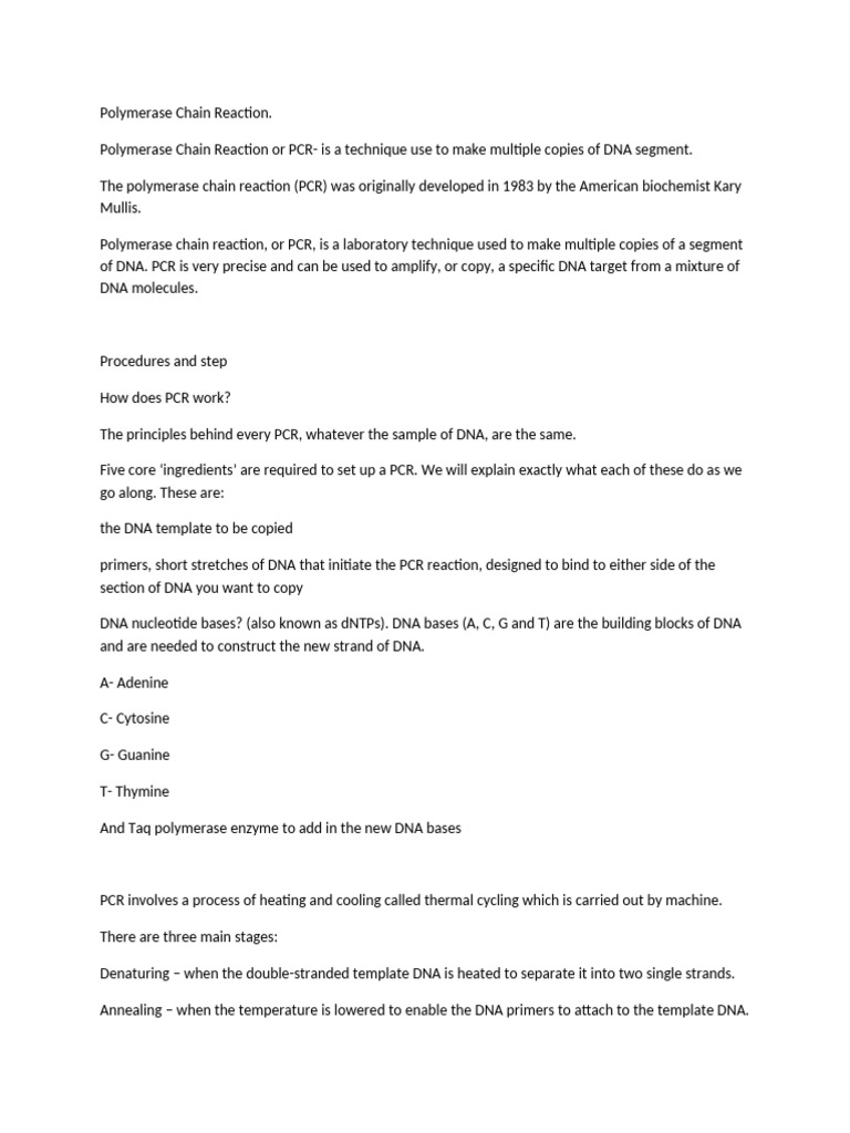 Polymerase Chain Reaction -WPS Office | PDF | Polymerase Chain Reaction | Dna