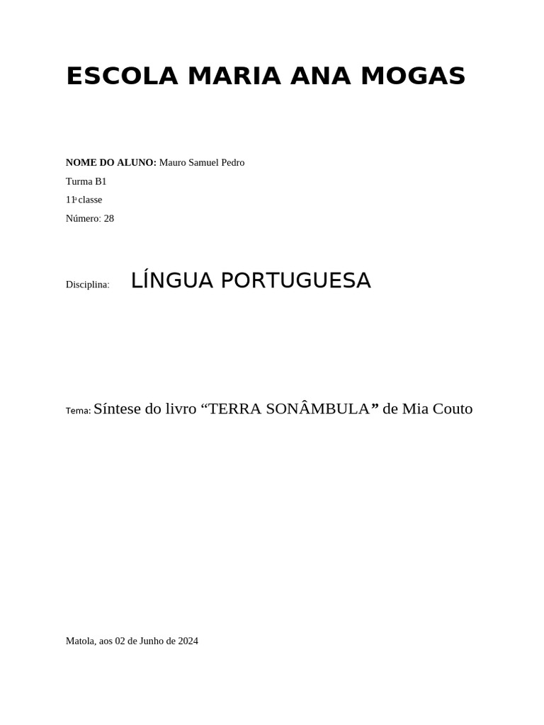 Mauro Samuel Pedro Terra Sonambula | PDF