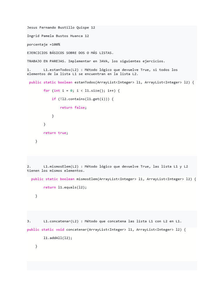Ejercicios Java con Listas en Pareja | PDF | Programación de computadoras | Ingeniería de software