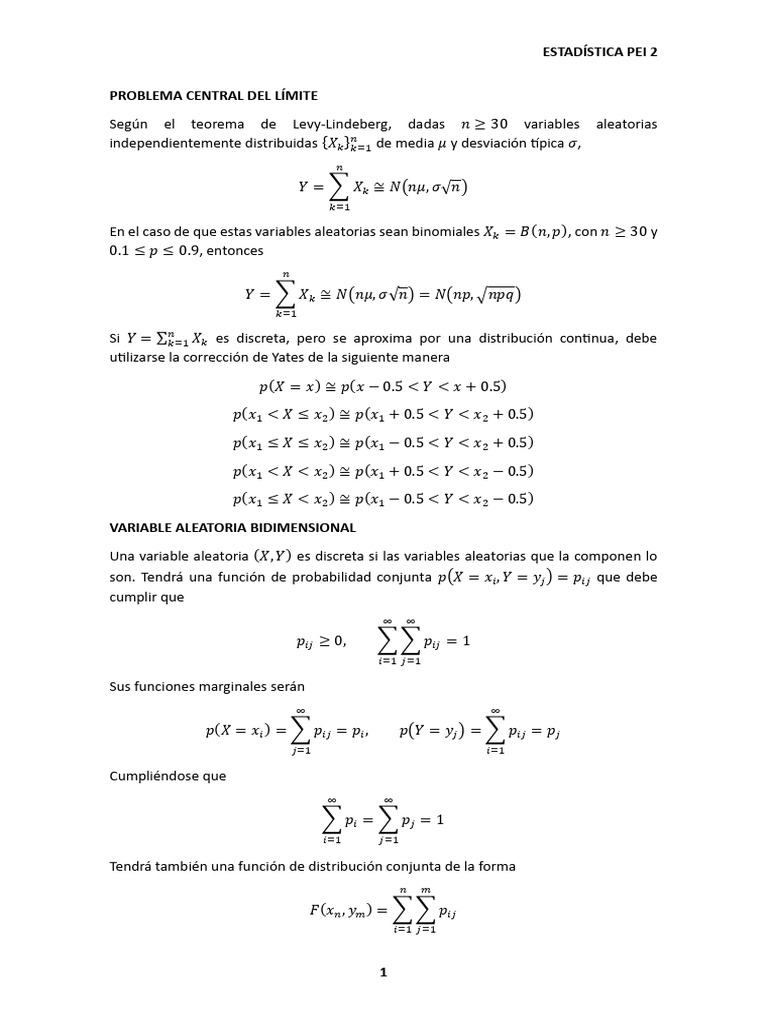 Teoría PEI2 | PDF | Teoría estadística | Teoría de probabilidad