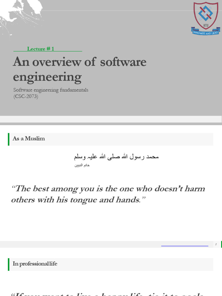 Lecture # 1 | PDF | Application Software | Engineering