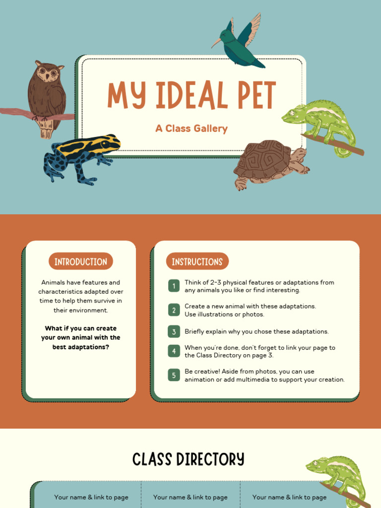 My Ideal Pet Activity Website in Light Blue Orange Beige Illustrative ...