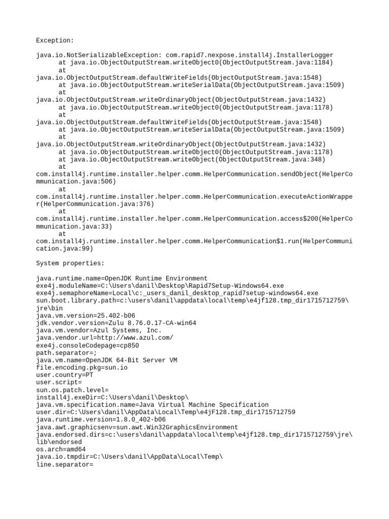 Java NotSerializableException Error | PDF | Java (Programming Language) | Microsoft Windows