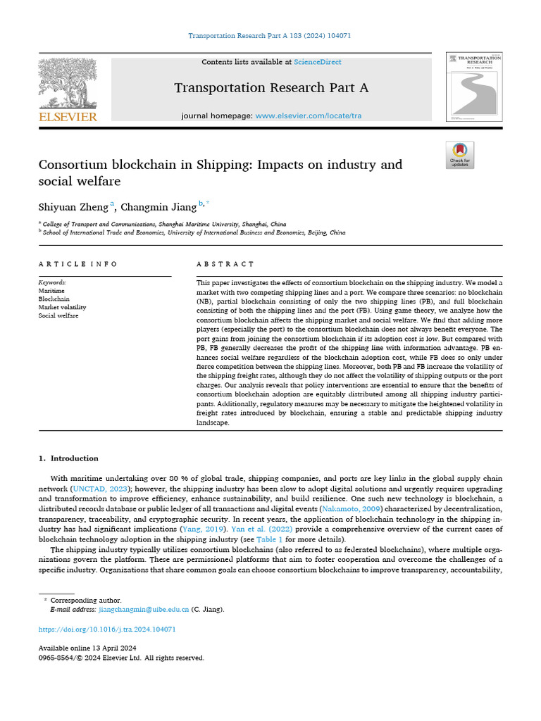 Consortium blockchain in Shipping Impacts on industry and | PDF ...