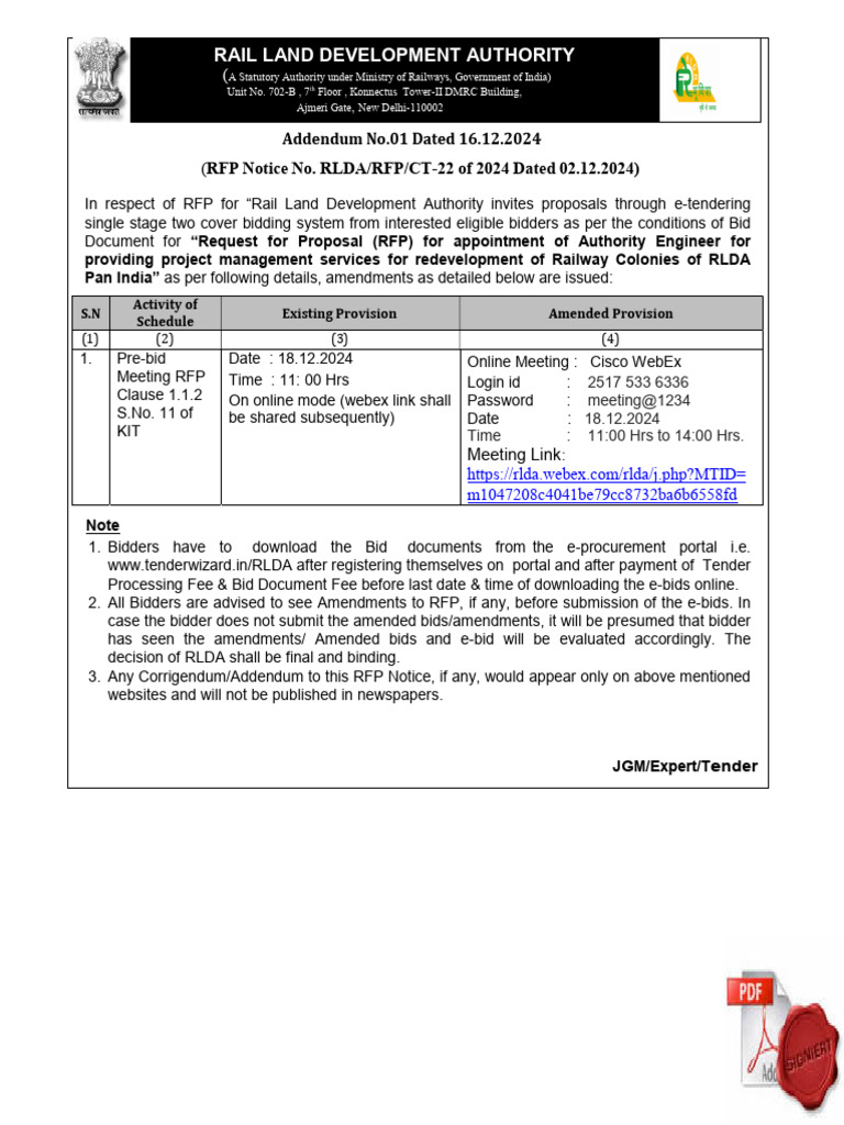 Addendum 01 (1) | PDF | Request For Proposal