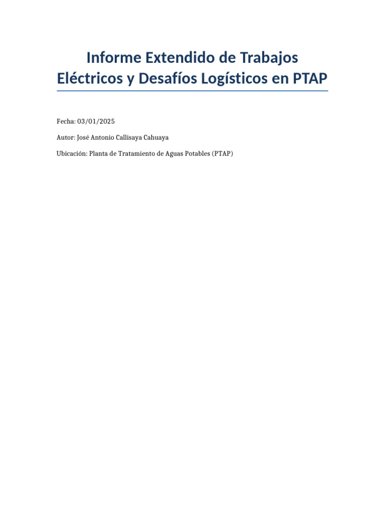 Informe Extendido Trabajos Electricos PTAP | PDF | Ingeniería