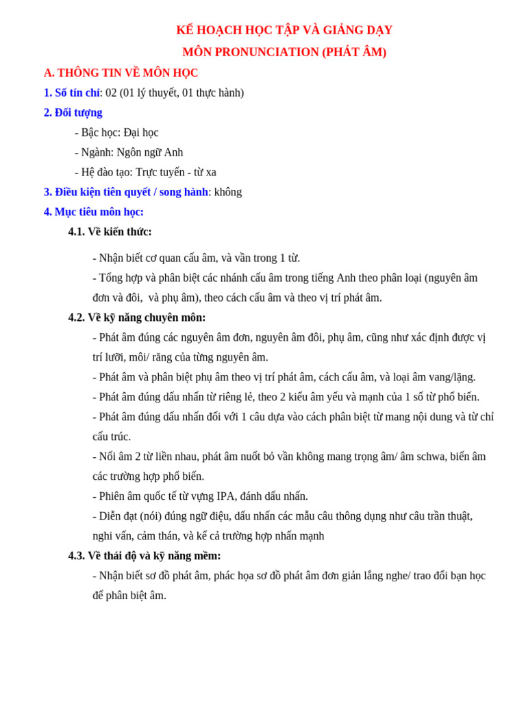 Pronunciation - Learning and Teaching Plan | PDF