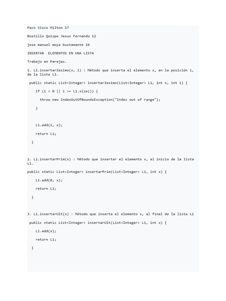 LAB-2. INSERTAR UN ELEMENTO EN UNA POSICIÓN. Requisitos de finalización ...