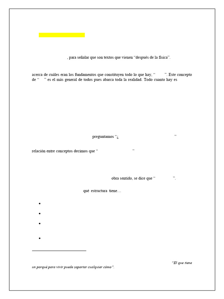 1bach - Filo - Tema 4. La Metafísica - Curso 24-25 | PDF | Metafísica | Existencia