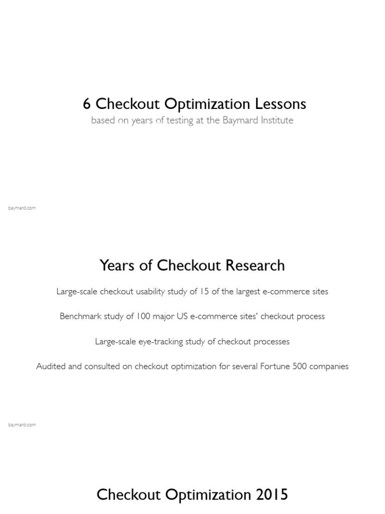 Baymard Checkout | PDF | Usability | Computing