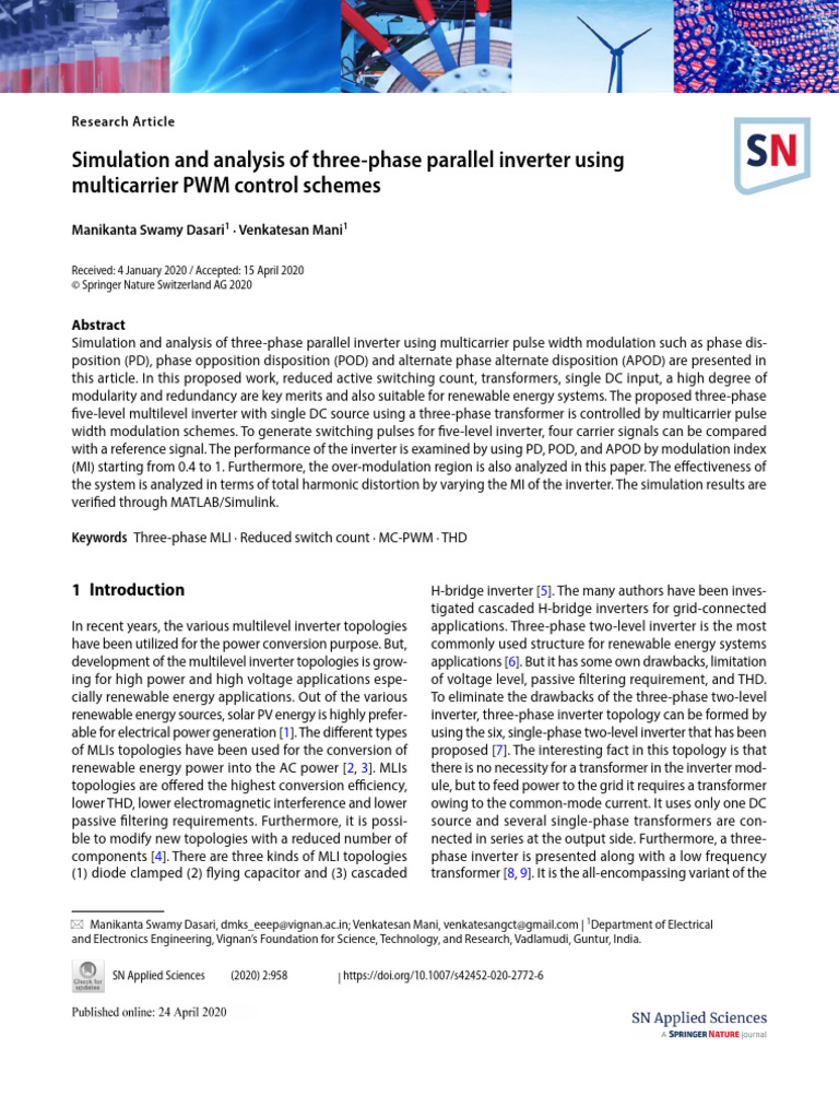 Simulation and Analysis of Three Phase Parallel Inverter Using | PDF ...