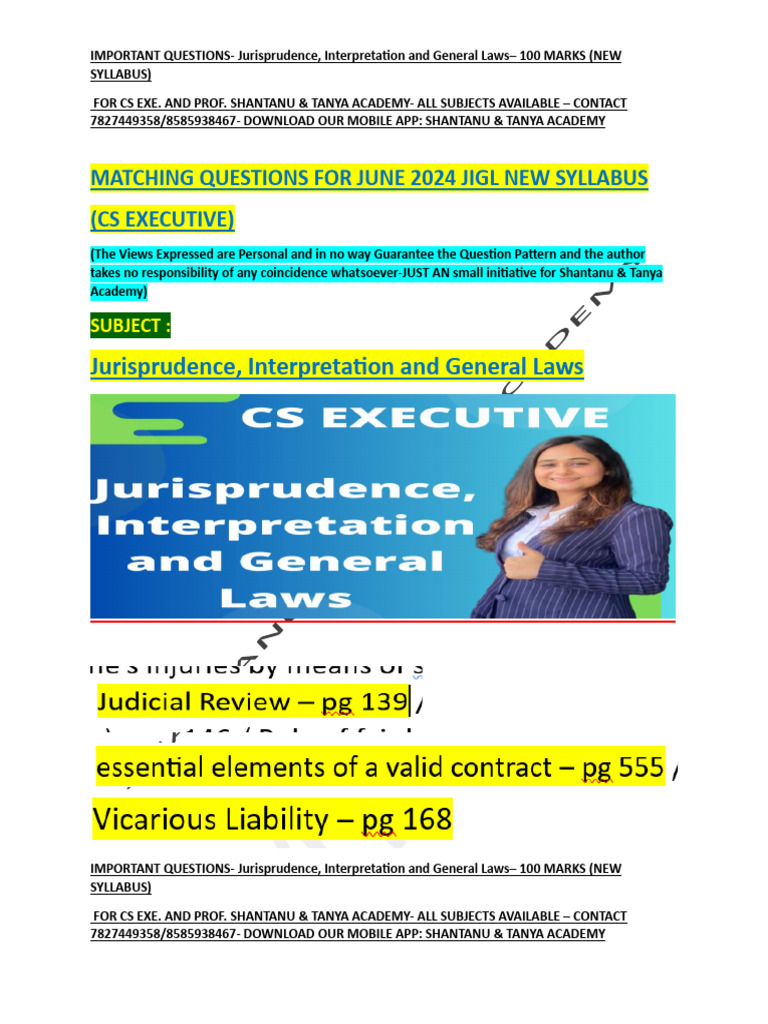 MATCHING QUESTIONS FOR JUNE 2024 JIGL NEW SYLLABUS | PDF