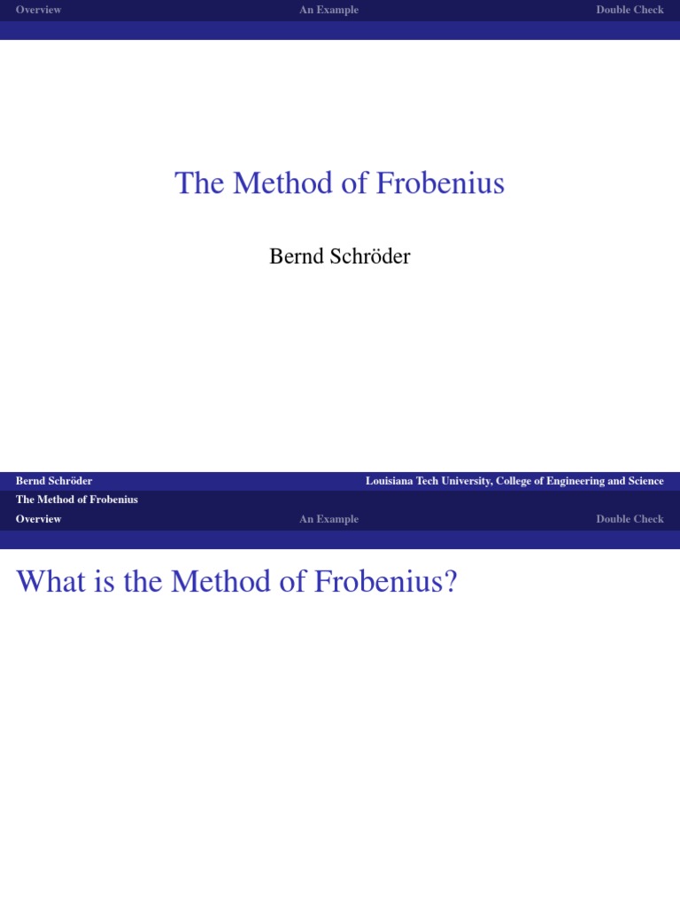 Understanding the Method of Frobenius | PDF