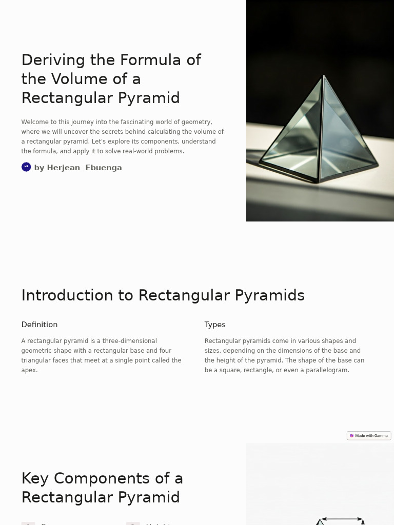 Deriving The Formula of The Volume of A Rectangular Pyramid | PDF ...
