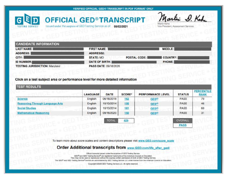 GA GED Transcript Sample10!21!21 | PDF