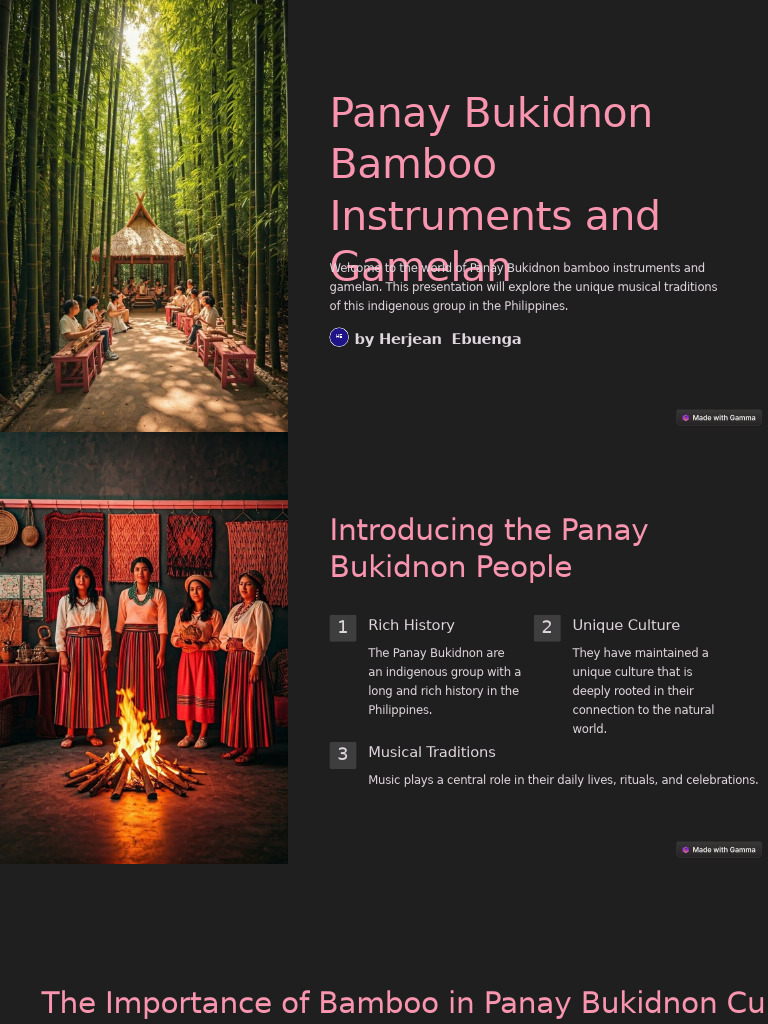 Panay Bukidnon Bamboo Instruments and Gamelan | PDF | Performing Arts ...