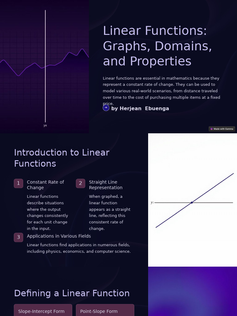 Linear Functions Graphs Domains and Properties | PDF | Function (Mathematics) | Slope