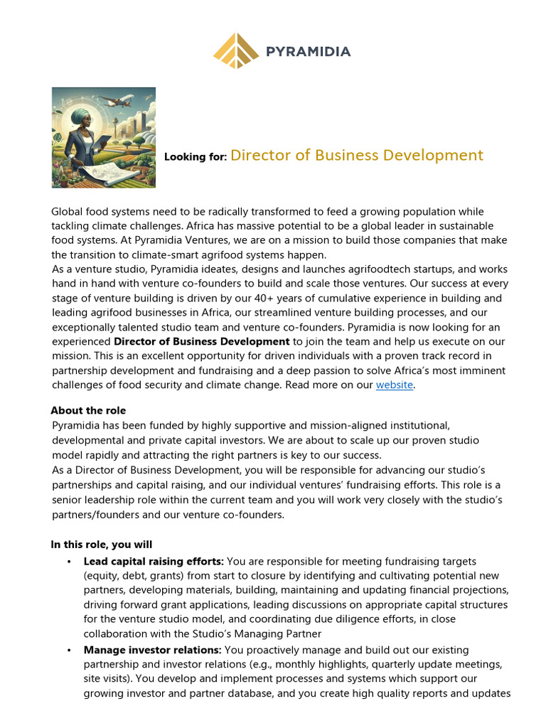 JD Director of Business Development Pyramidia | PDF | Venture Capital ...
