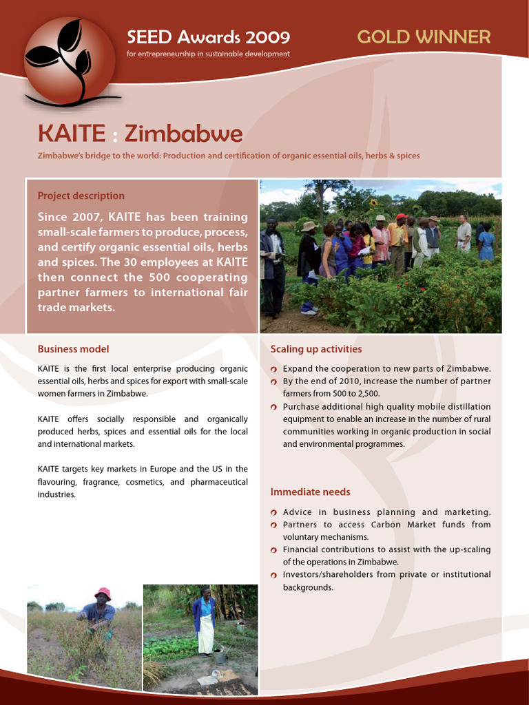 Seed 2009 Enterprise Brief Kaite | PDF | Sustainability | Agriculture