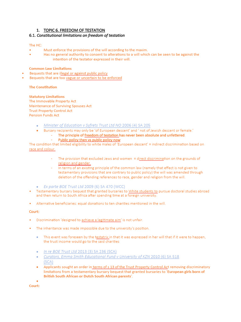 topic 6 law of succession | PDF | Will And Testament | Civil Law ...