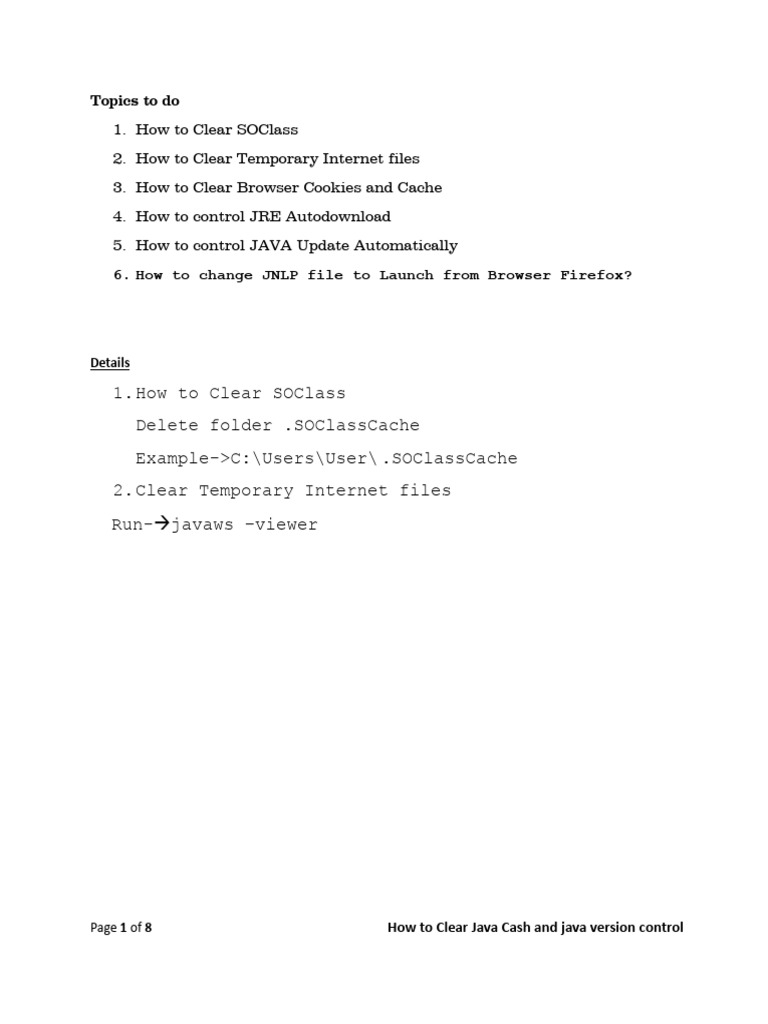 Java Cache & Version Control Guide | PDF