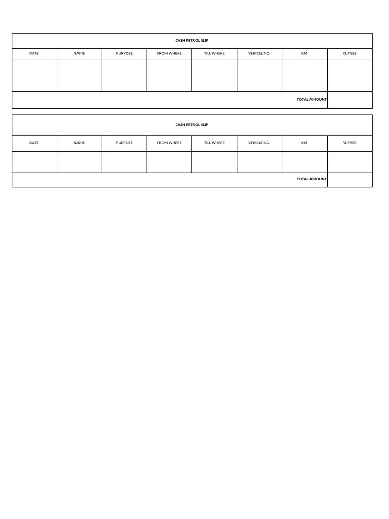 Cash Petrol Slip Template | PDF