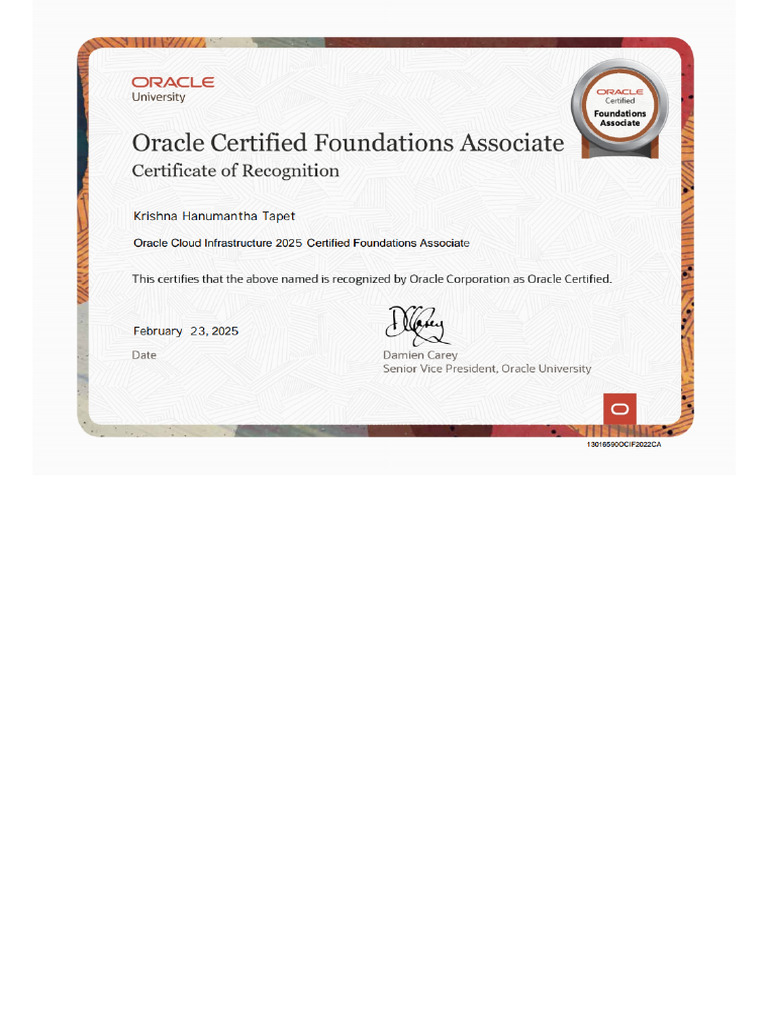 Krishna Oracle Database Certified | PDF