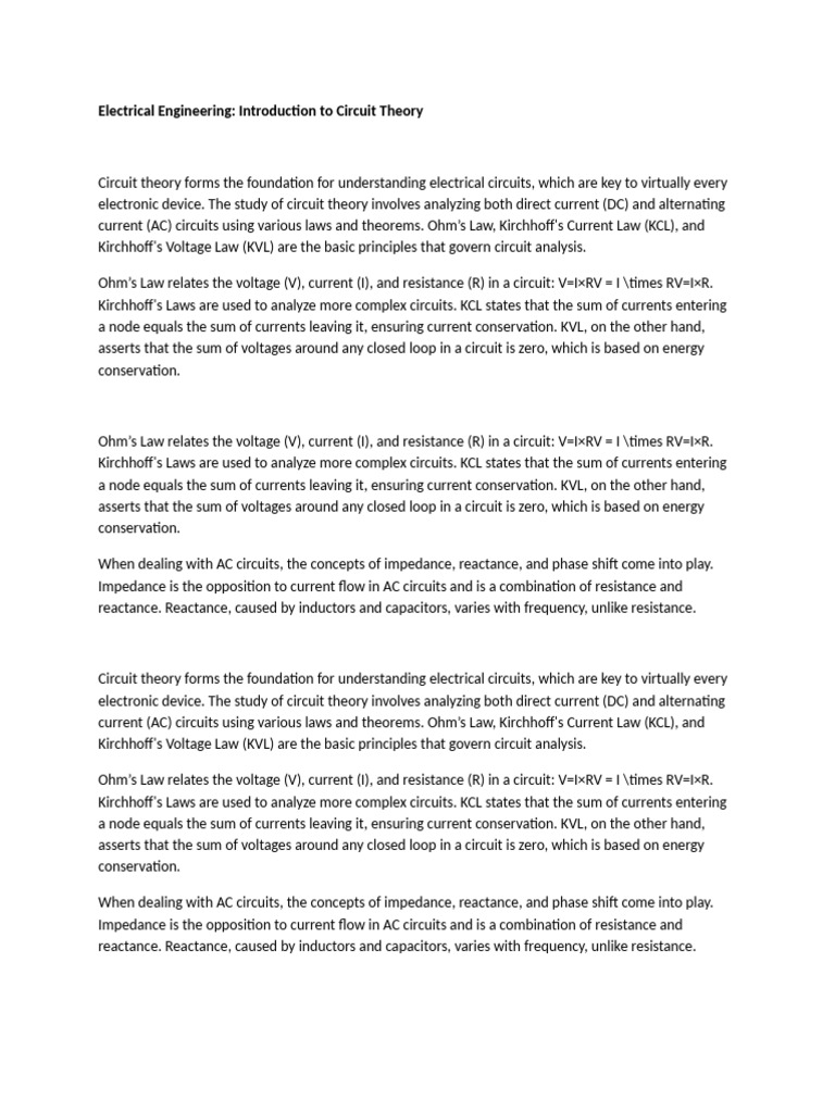 04-Electrical Engineering Introduction To Circuit Theory | PDF ...