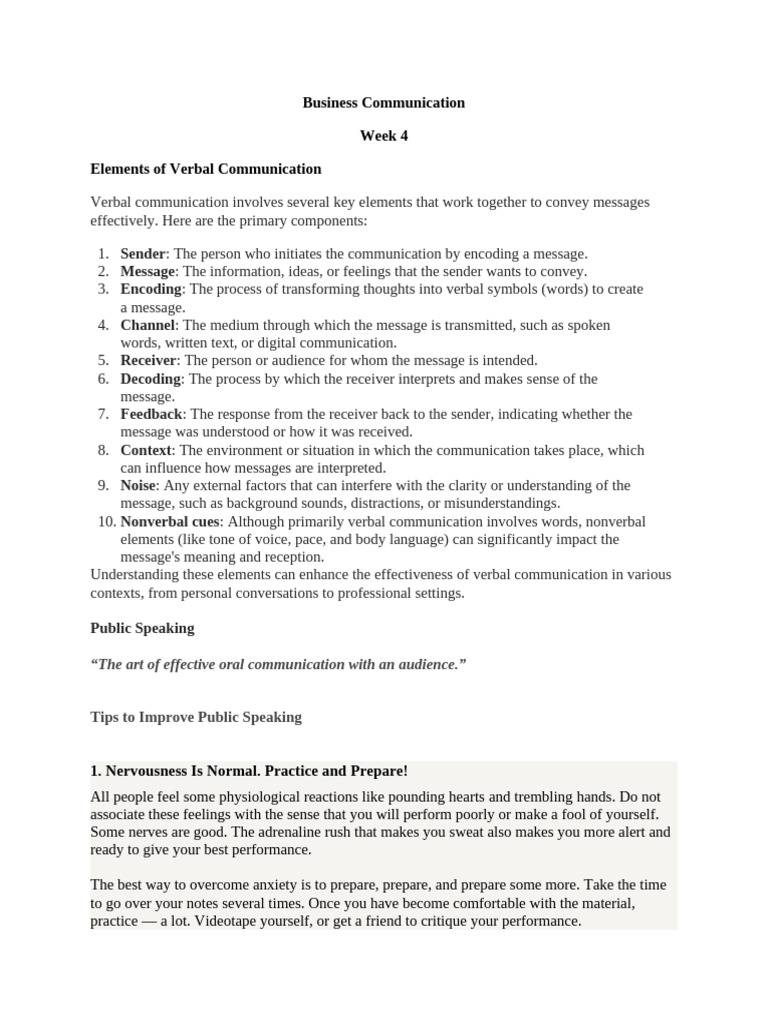 Business Communication Week 4 | PDF | Communication | Nonverbal ...