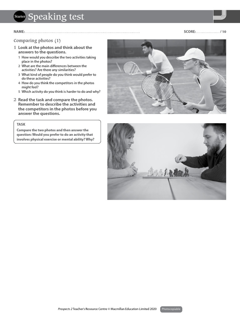 EP Speaking Test Starter Unit | PDF | Cognitive Science | Cognition