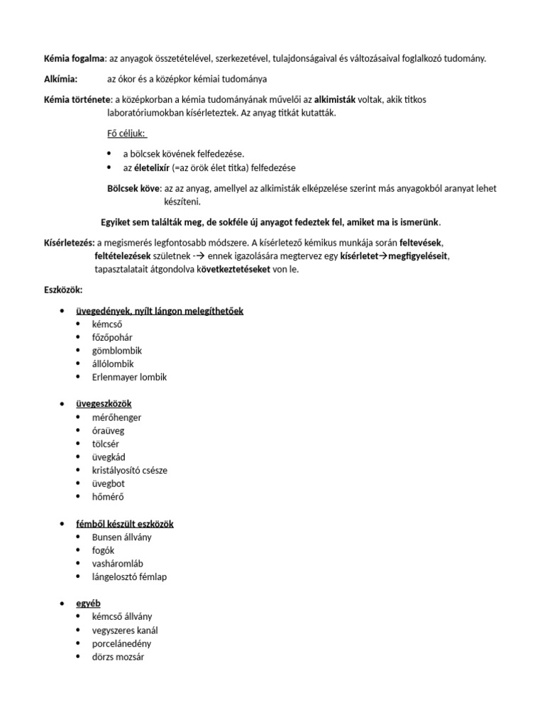 Kémia 7-8. I. Kötet I. Fejezet Kidolgozás TZ-re | PDF