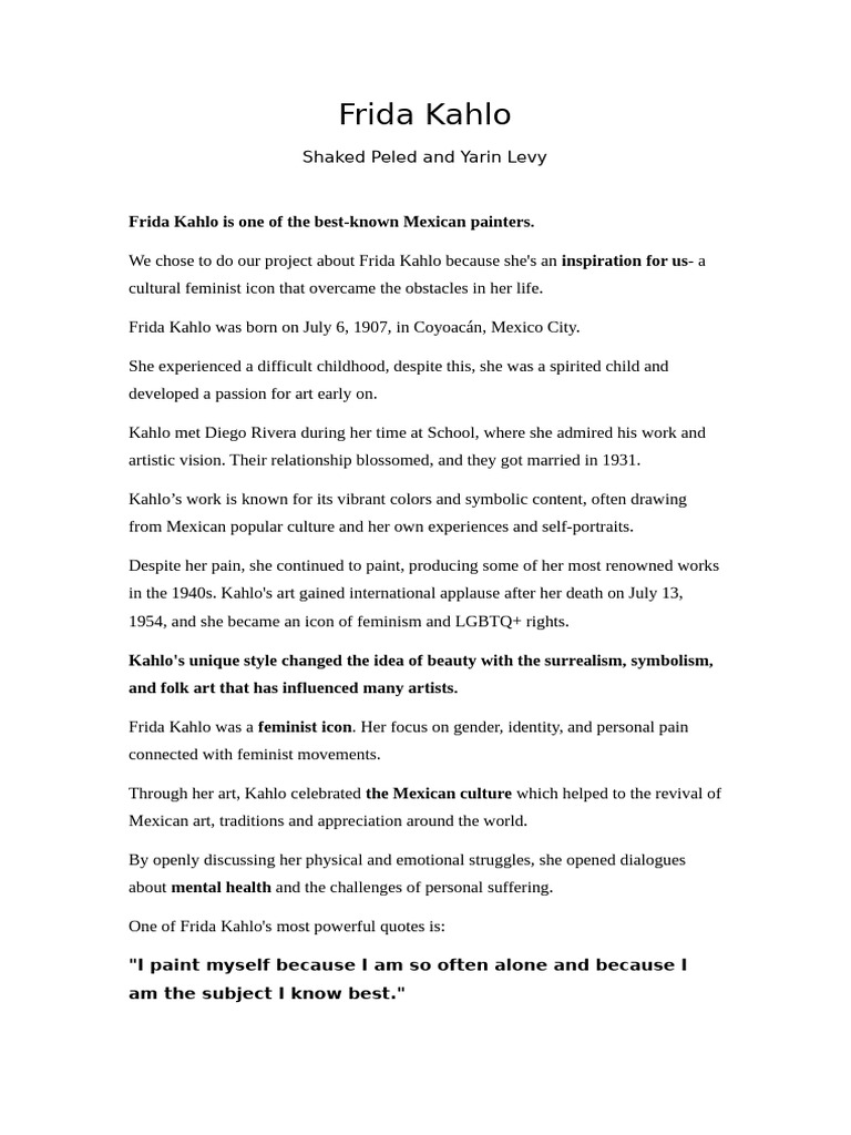 Summary Frida Kahlo | PDF