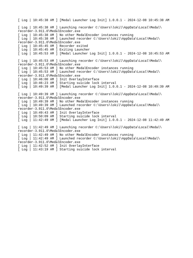 Medal Encoder Launch Log Summary | PDF
