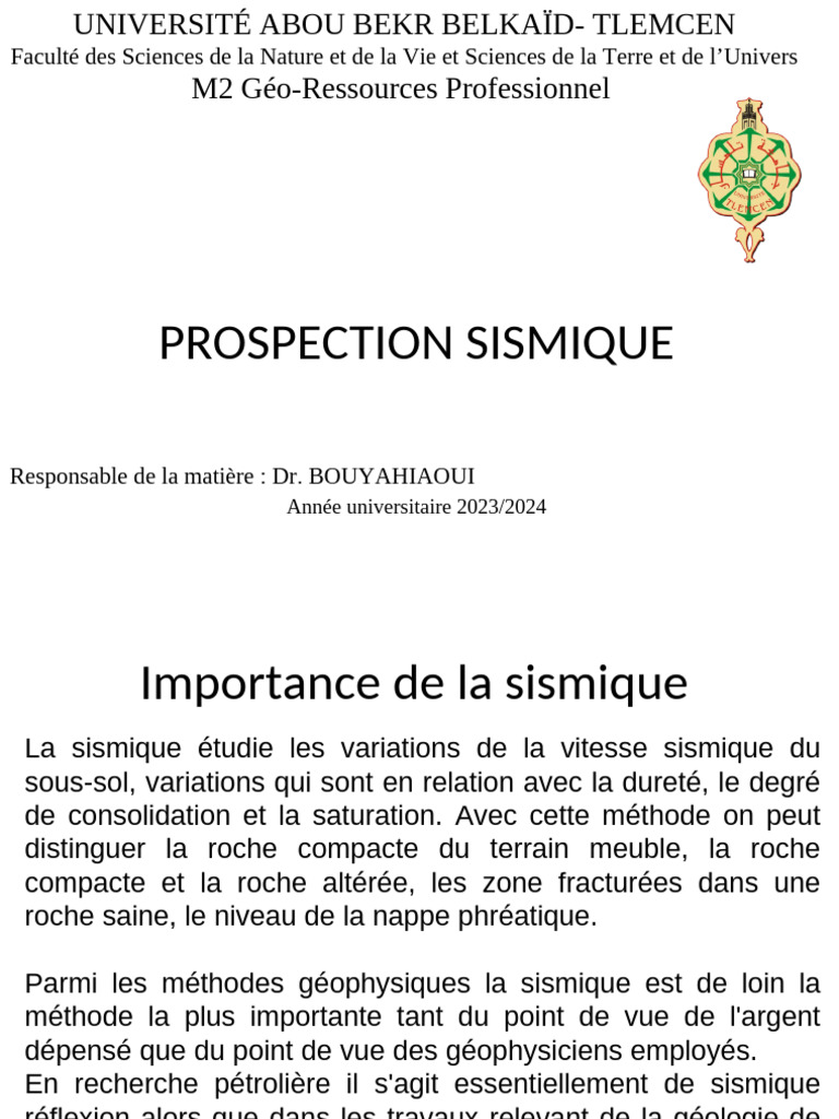 Prospection Sismique | PDF | Prospection sismique | Sismologie