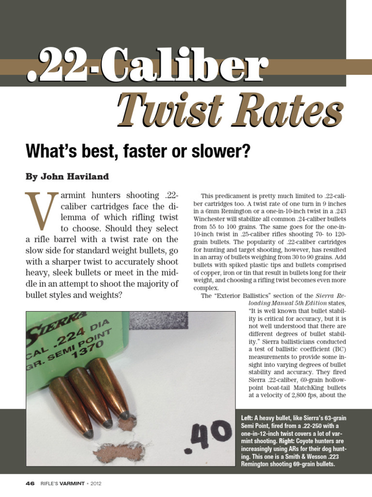 22-Caliber Twist Rates | PDF | Bullet | Rifle