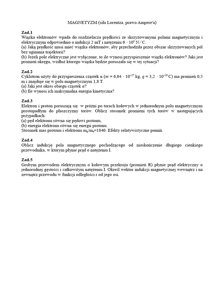 zadania_Magnetyzm | PDF