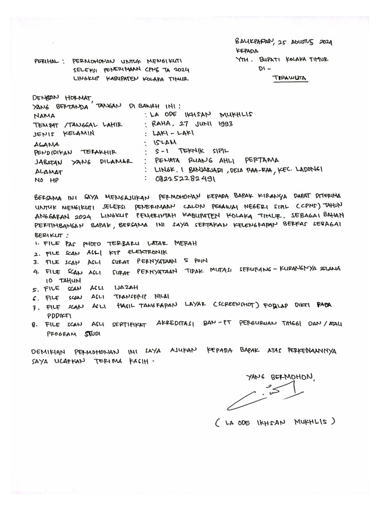 SCAN Surat Lamaran | PDF
